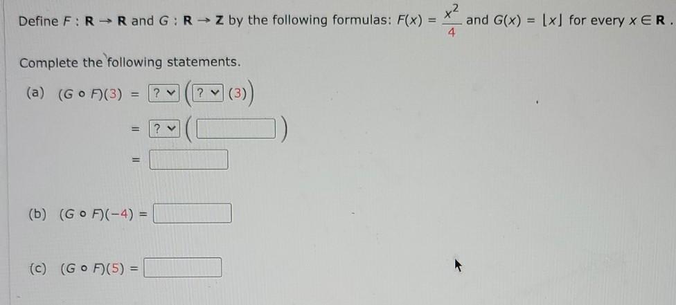 Solved Define F: R → Rand G: R → Z by the following | Chegg.com