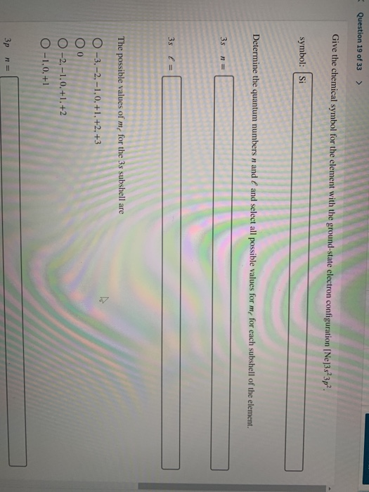 Solved 35 The possible values of me for the 3s subshell are | Chegg.com