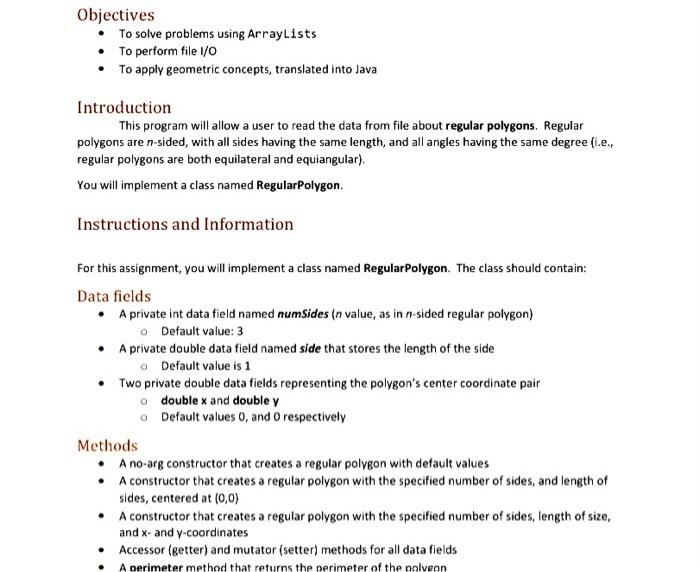 Solved Objectives To solve problems using ArrayLists • To | Chegg.com