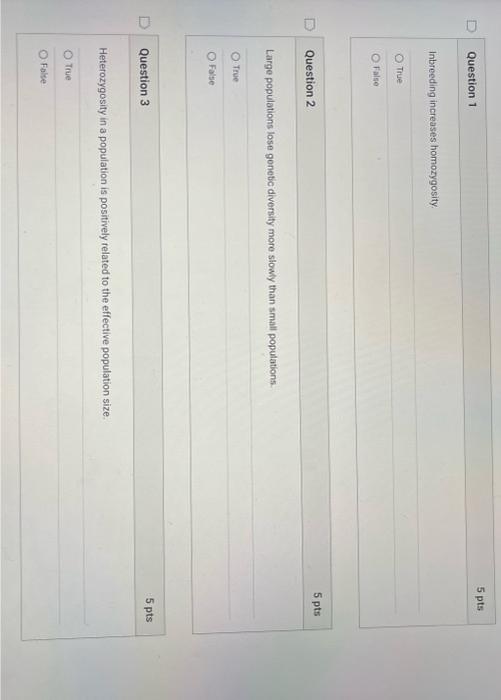 Solved 5pts Question 1 Inbreeding increases homorygosity | Chegg.com Solved 5pts Question 1 Inbreeding increases homorygosity | Chegg.com