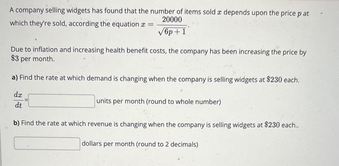 Solved A company selling widgets has found that the number | Chegg.com