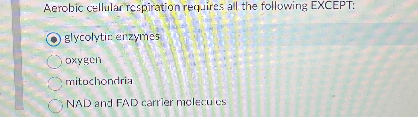 Solved Aerobic cellular respiration requires all the | Chegg.com