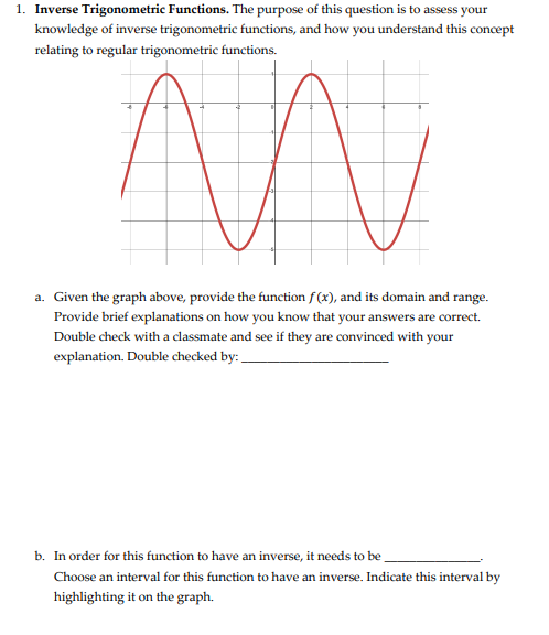 Inverse Trigonometric Functions. The purpose of ﻿this | Chegg.com