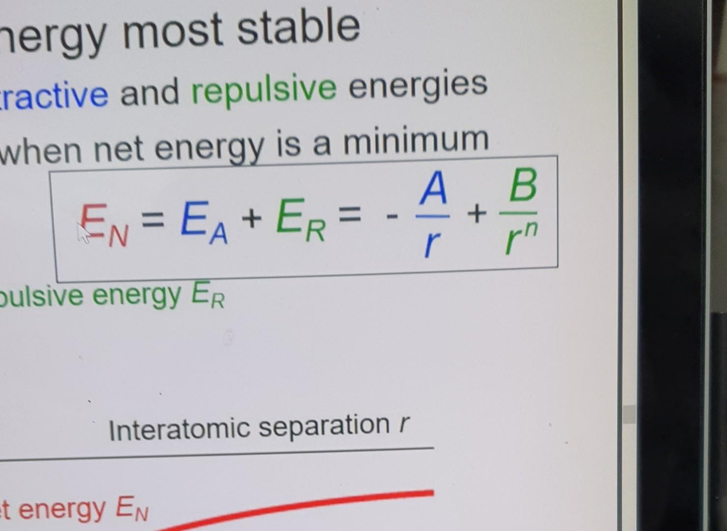 Solved a nergy most stable ractive and repulsive energies | Chegg.com