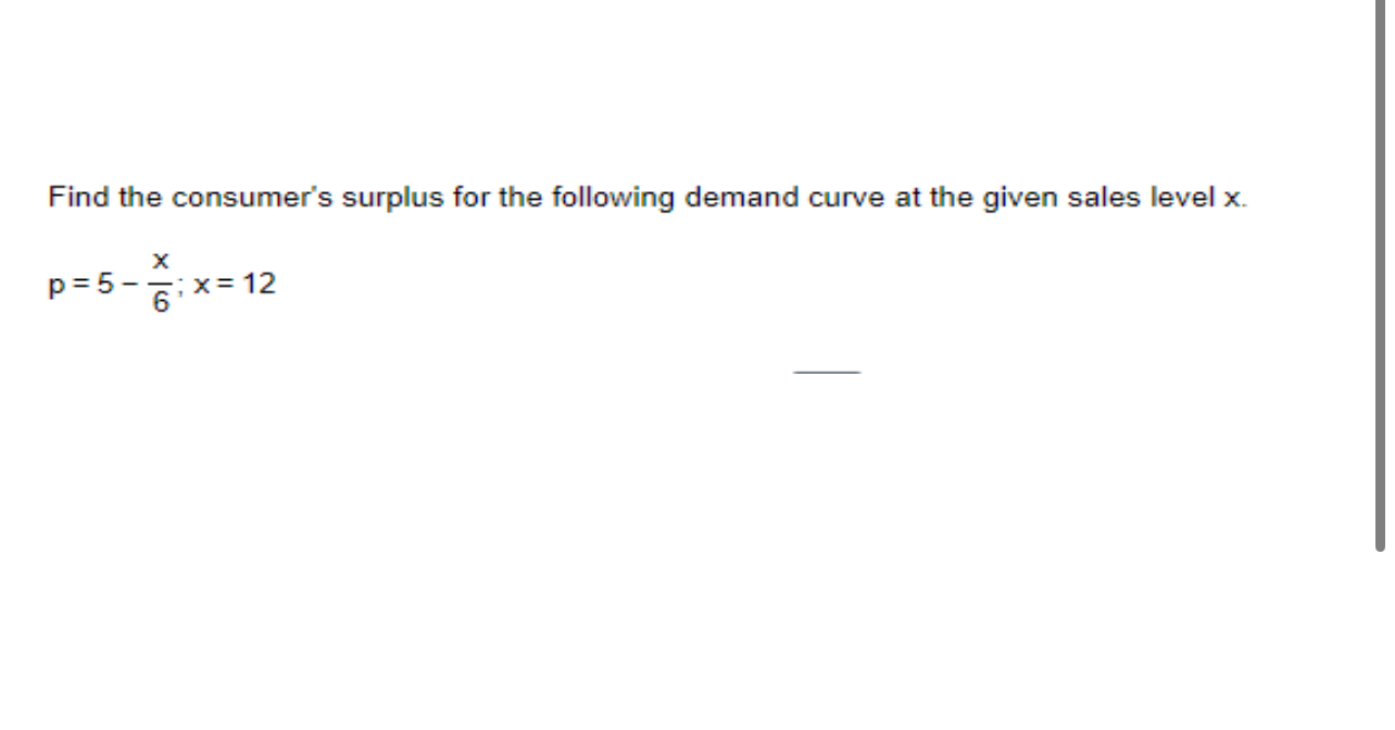 Solved Find the consumer's surplus for the following demand | Chegg.com