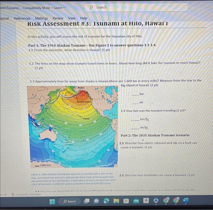 Solved In this activity, you will assess the risk of tsunami | Chegg.com
