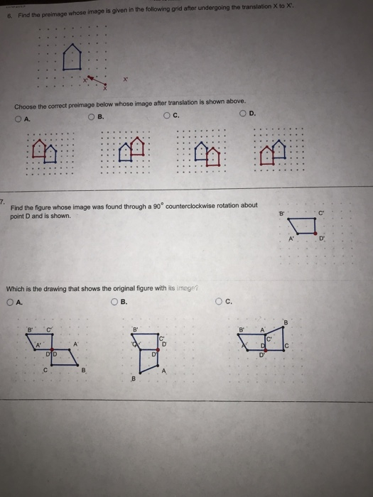 Solved 6 Find the preimage whose image is given in the | Chegg.com