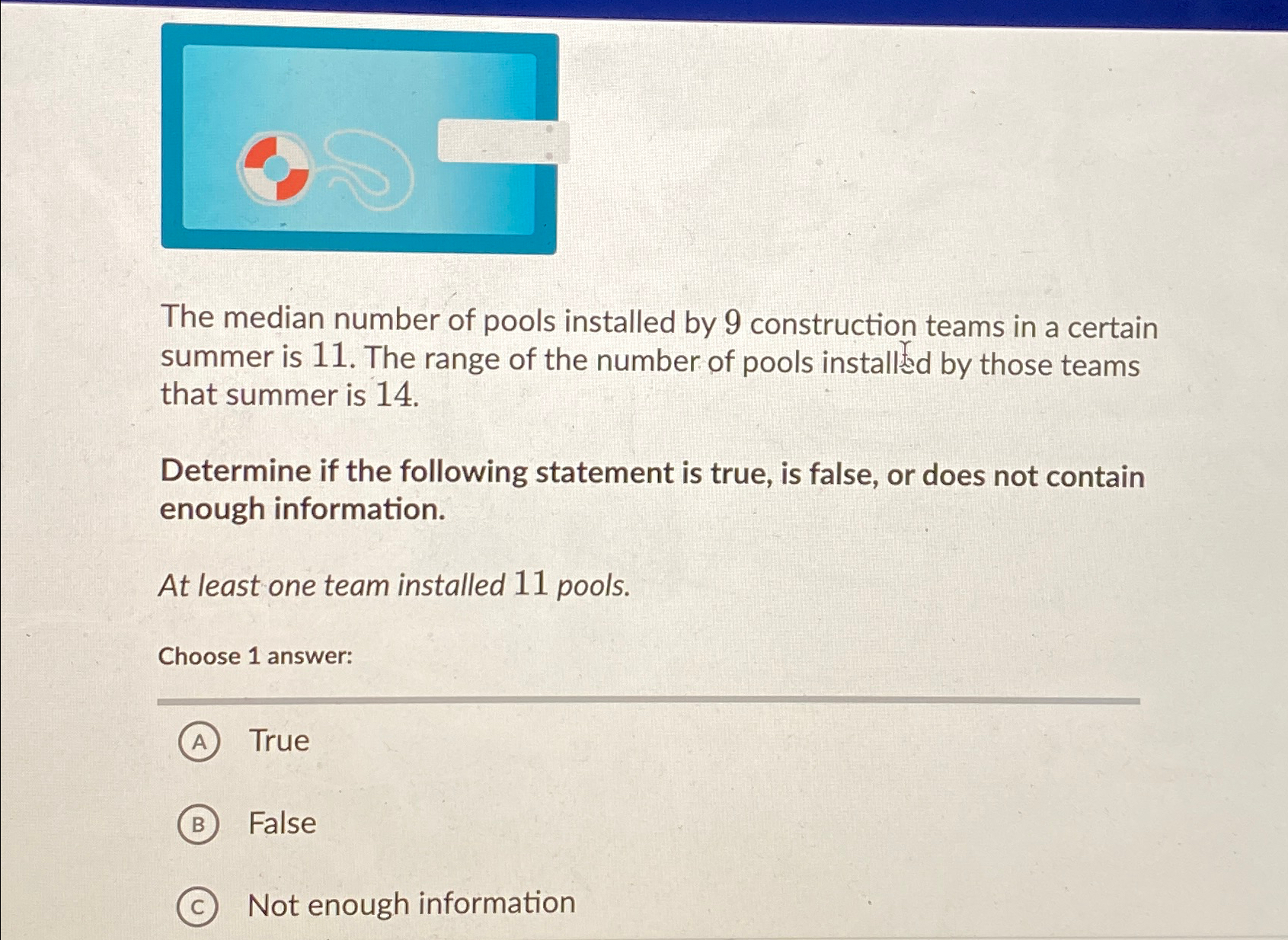 Solved The median number of pools installed by 9 | Chegg.com