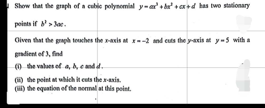 Solved Show that the graph of a cubic polynomial | Chegg.com