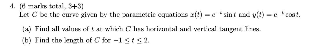 Solved Let C ﻿be the curve given by the parametric equations | Chegg.com