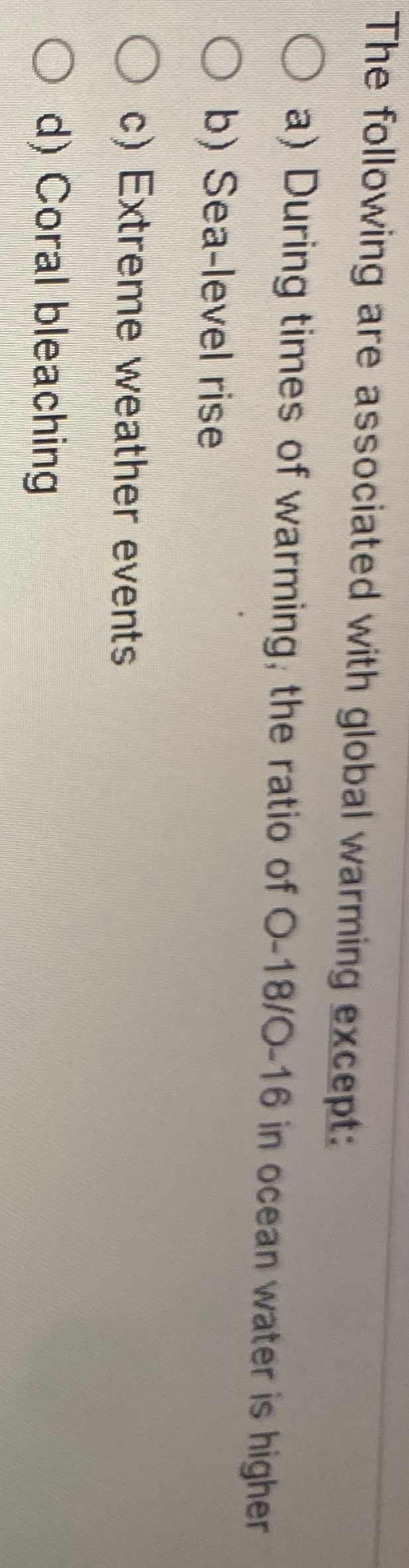 Solved The following are associated with global warming | Chegg.com