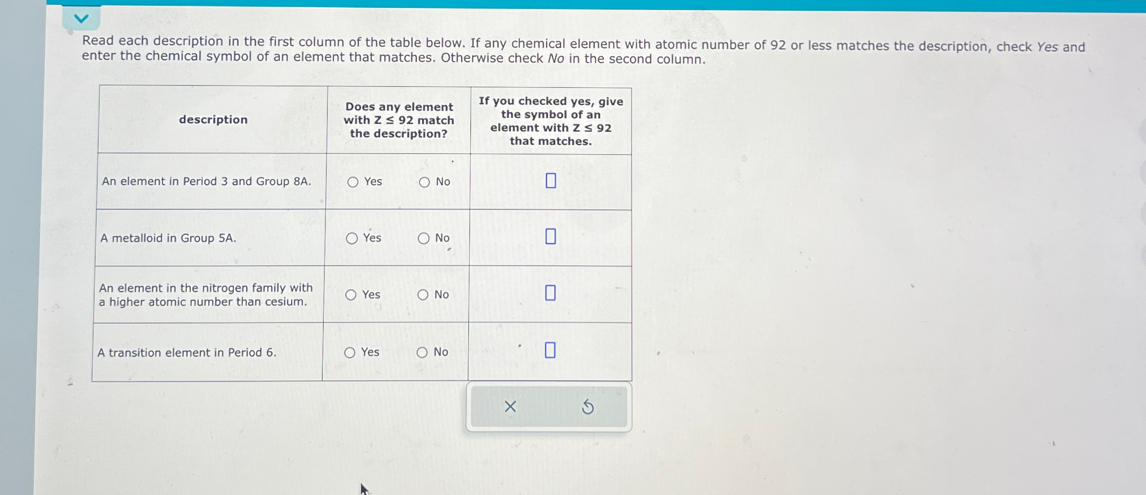 Solved Read each description in the first column of the | Chegg.com