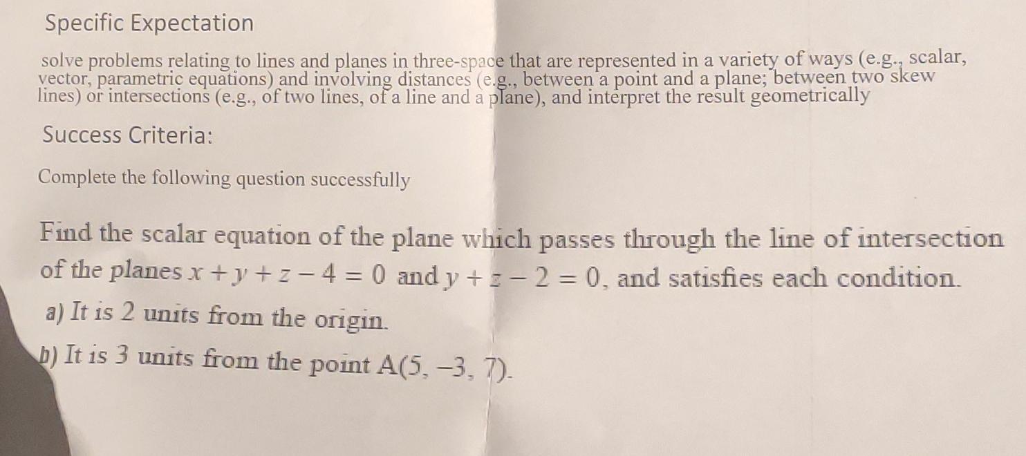 Solved Specific Expectation solve problems relating to lines | Chegg.com