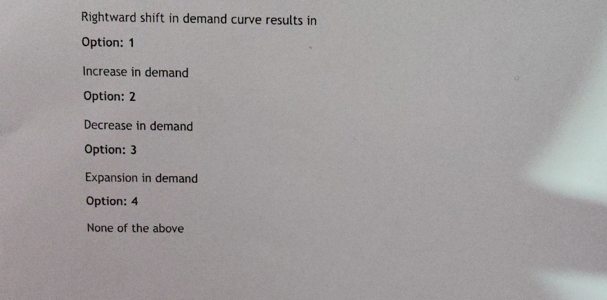 Solved Rightward shift in demand curve results inOption: | Chegg.com