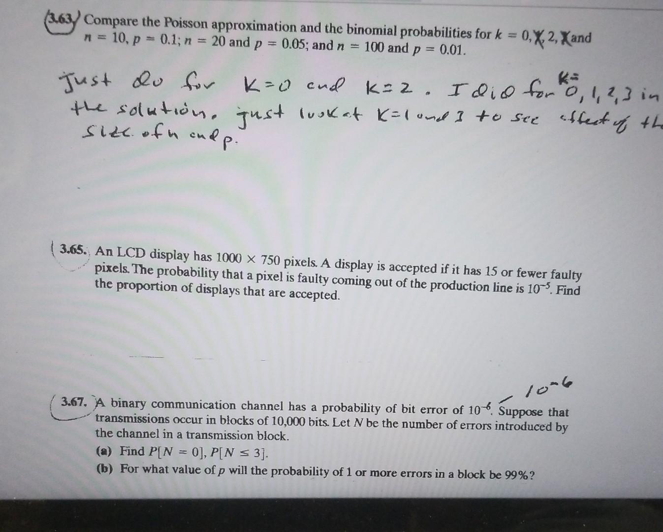 Solved 3.63. Compare the Poisson approximation and the | Chegg.com