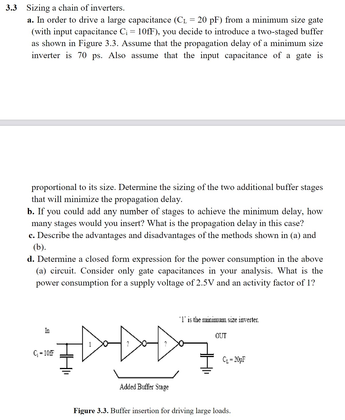 Solved 3.3 ﻿Sizing a chain of inverters.a. ﻿In order to | Chegg.com