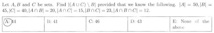Let A,B and C be sets. Find ∣(A∪C)\B∣ provided that | Chegg.com