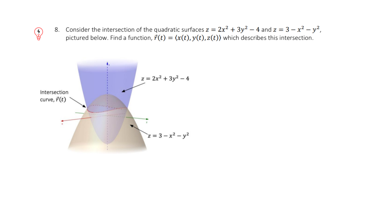 Solved 3[]y8. ﻿Consider the intersection of the quadratic | Chegg.com
