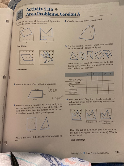 work out the areas of the geoboard figures that o Be | Chegg.com