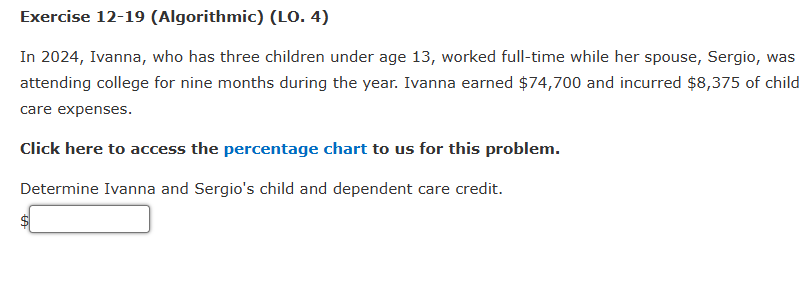 Solved Exercise 12-19 (Algorithmic) (LO. 4) ﻿In 2024, | Chegg.com
