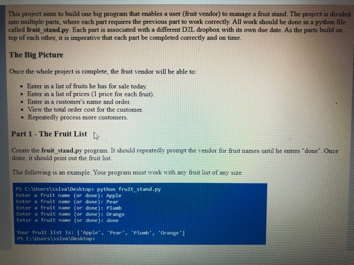 Solved This project aims to build one big program that | Chegg.com