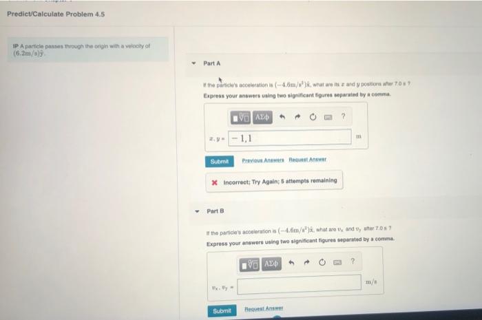Solved A particle passes through the origin with a velocity | Chegg.com