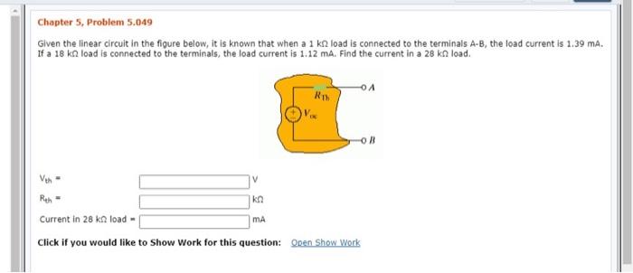 Solved Chapter 5. Problem 5.049 Given the linear circuit in | Chegg.com