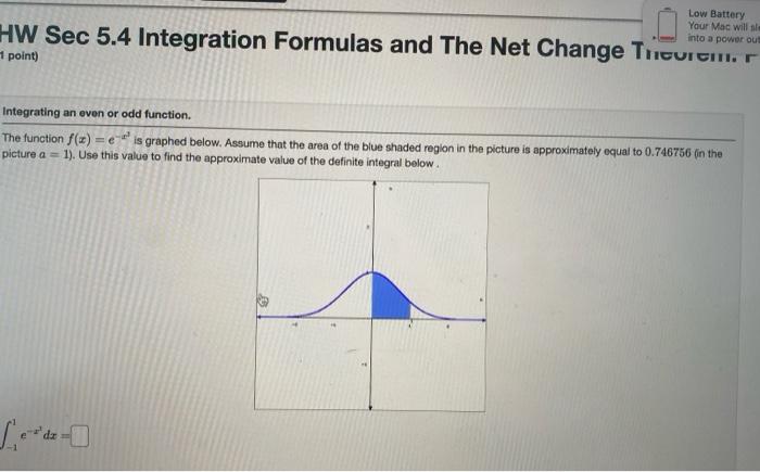 Solved H Integrating an even or odd function. The function | Chegg.com