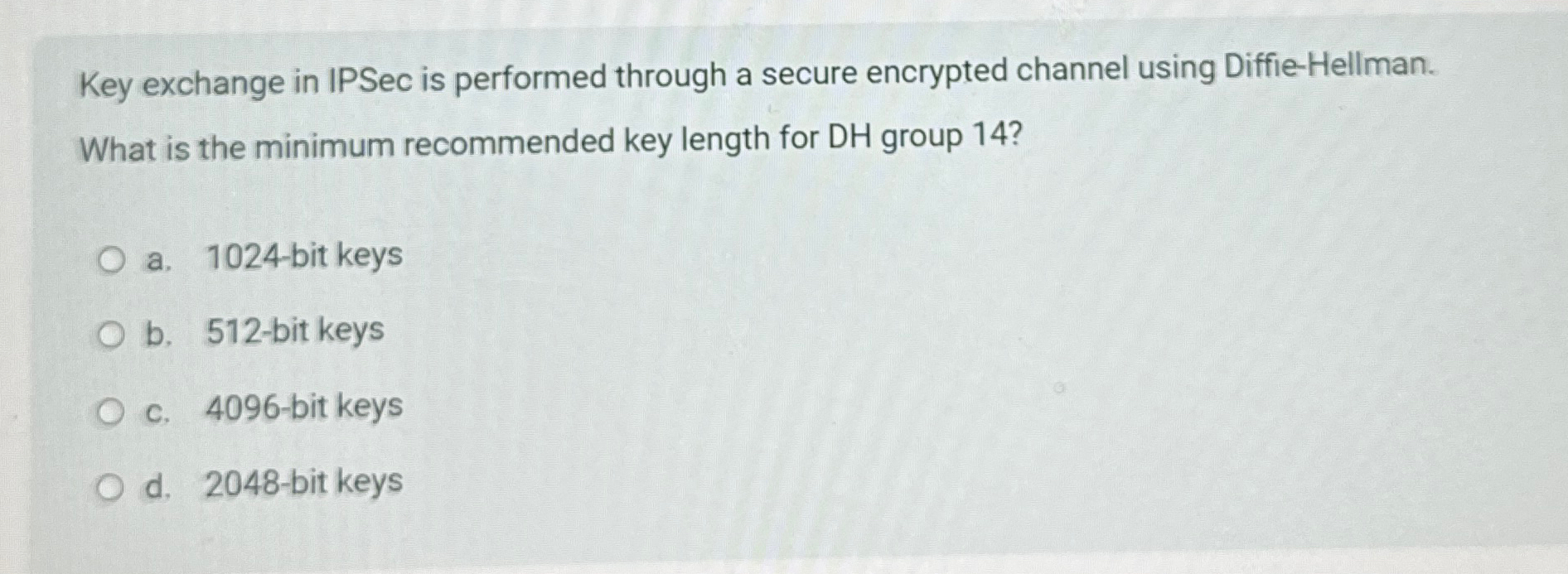 Key exchange in IPSec is performed through a secure | Chegg.com