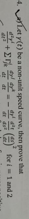Solved a) ﻿Let γ(t) ﻿be a non-unit speed curve, then prove | Chegg.com