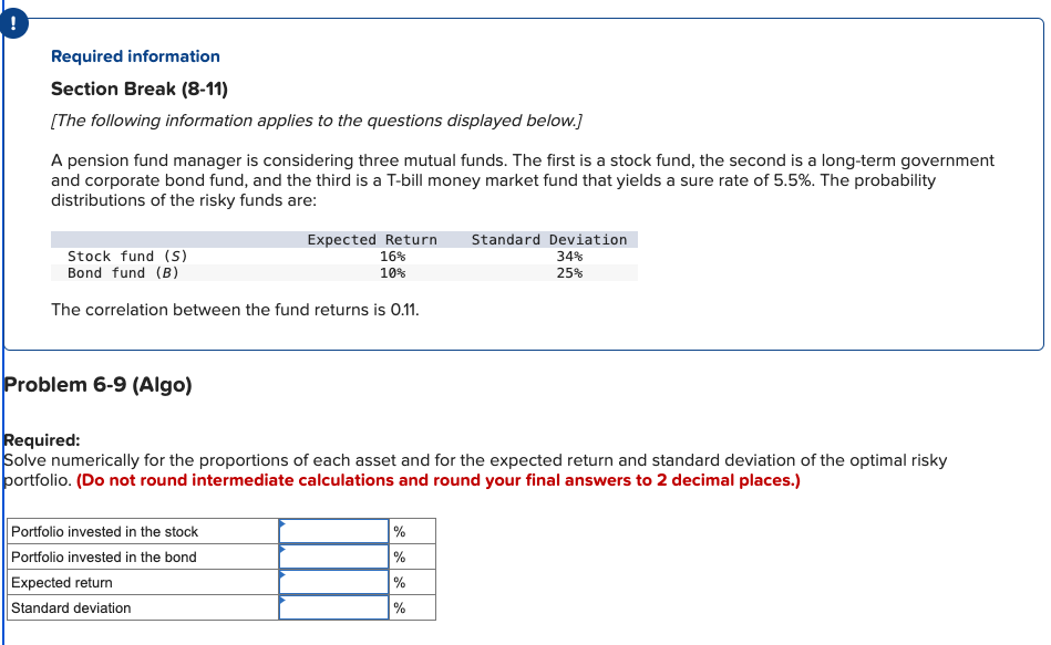 Problem 6-9 (Algo)Required:Solve numerically for the | Chegg.com