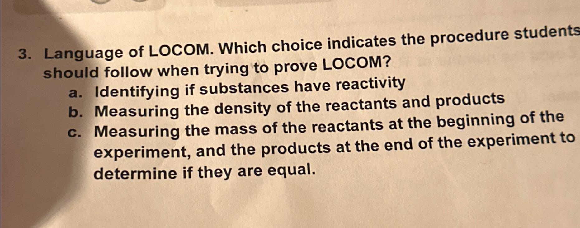 Solved Language of LOCOM. Which choice indicates the | Chegg.com