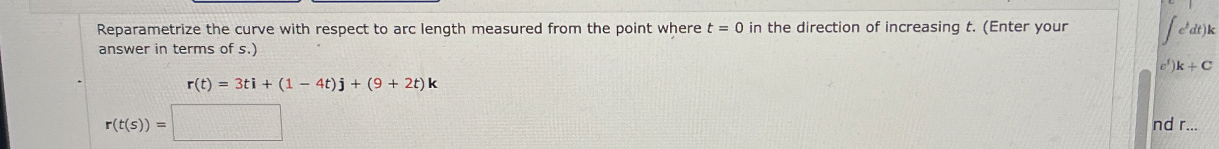 Solved Reparametrize the curve with respect to arc length | Chegg.com