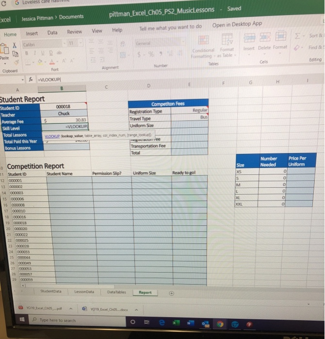 Solved The Report worksheet is in need of some work for it | Chegg.com