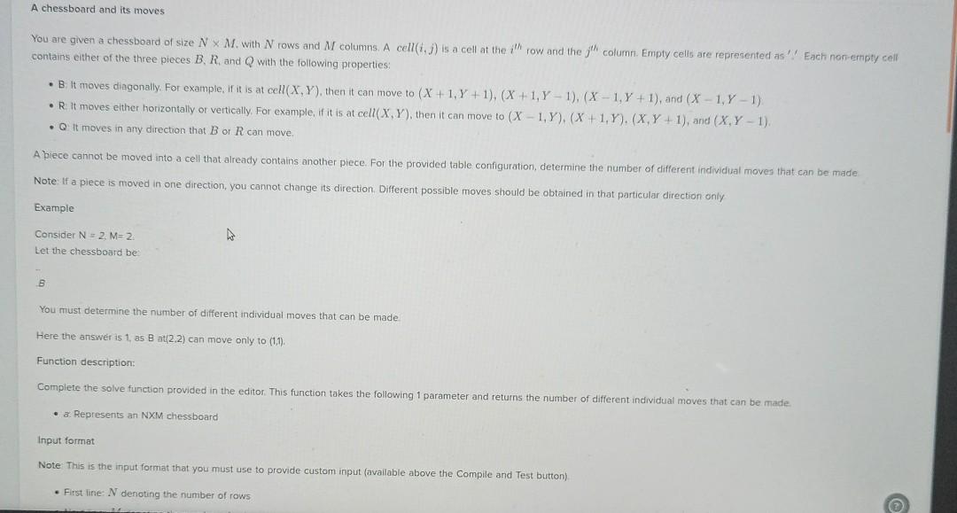 Solved A chessboard and its moves You are given a chessboard | Chegg.com