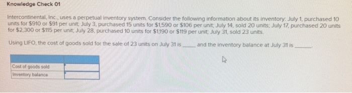 Solved Knowledge Check 01 Assume that we use a perpetual | Chegg.com