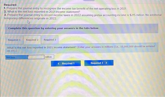 Solved Problem 16-10 (Algo) Net operating loss carryforward; | Chegg.com