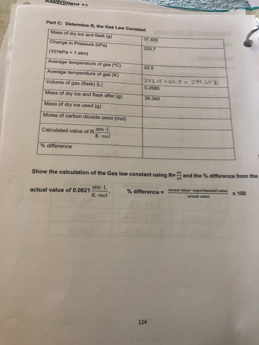 Solved Experiment 12: Gas Laws Date Lab Data Sheet: Part A: | Chegg.com