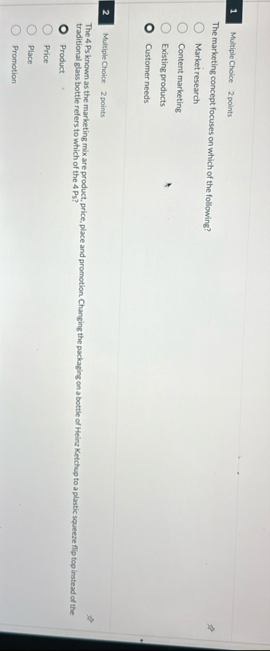 Solved 1Multiple Choice 2 ﻿pointsThe marketing concept | Chegg.com