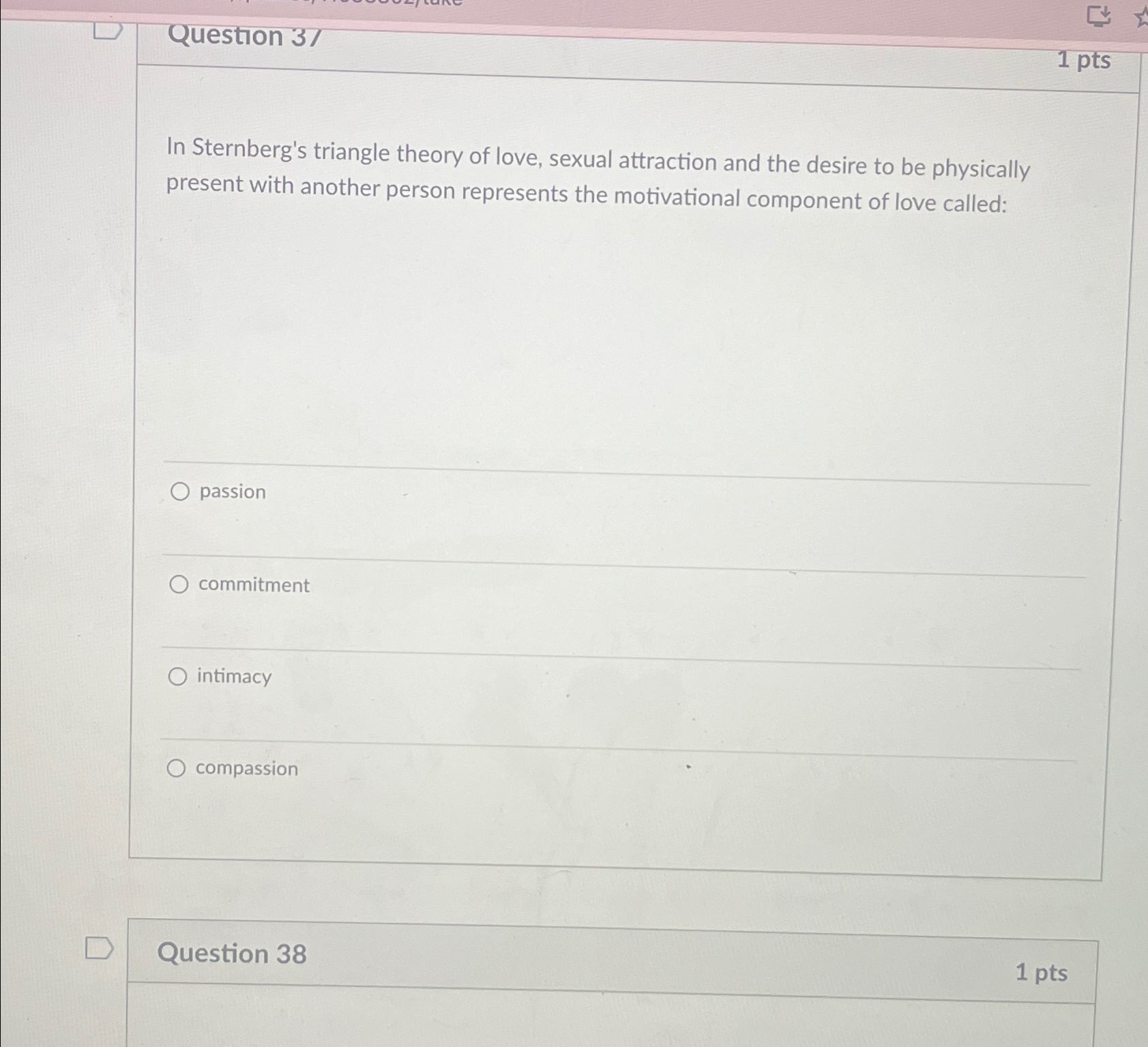 Solved Question 3?1 ﻿ptsIn Sternberg's triangle theory of | Chegg.com