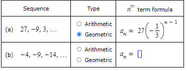 Solved The sequences below are either arithmetic sequences | Chegg.com