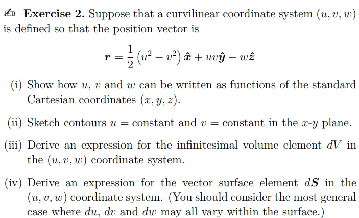 Solved Suppose that a curvilinear coordinate system (u,v,w) | Chegg.com