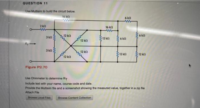 Solved Use Multisim to build the circuit below. Use Ohmmeter | Chegg.com