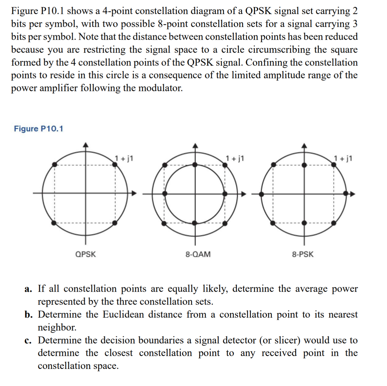 Solved Figure P10.1 ﻿shows a 4-point constellation diagram | Chegg.com