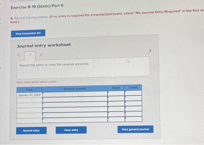Solved Required information Exercise 8-19 (Static) Complete | Chegg.com