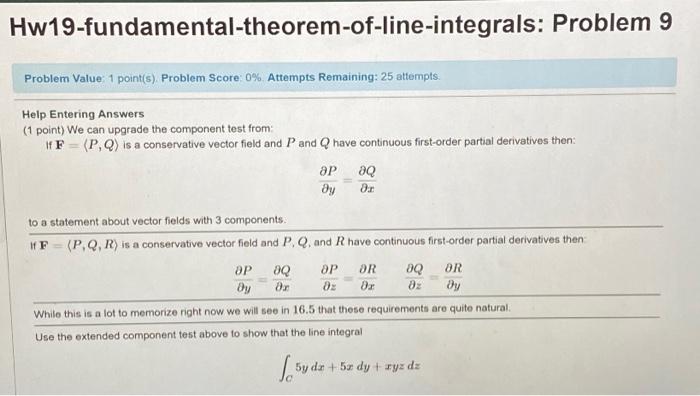 Solved Hw19-fundamental-theorem-of-line-integrals: Problem 9 | Chegg.com