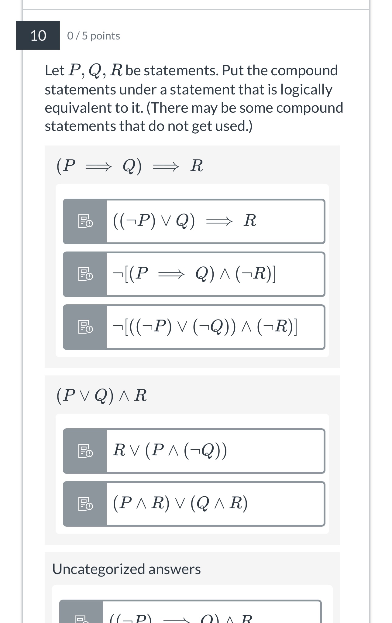Let P,Q,R be ﻿statements. Put the compoundstatements | Chegg.com