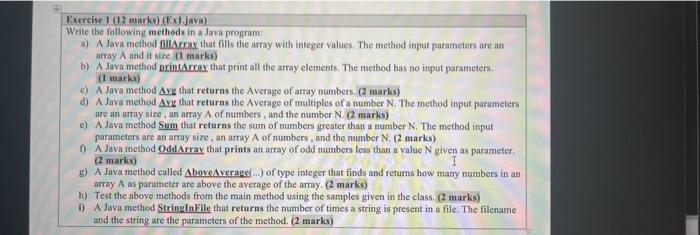 Solved Exercise 1 12 Marks Exljava Write The Following 