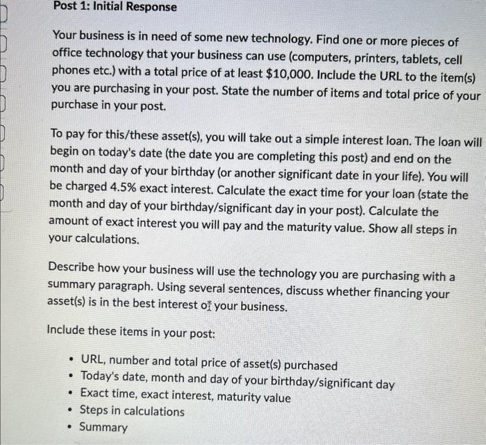 Solved Your business is in need of some new technology. Find | Chegg.com
