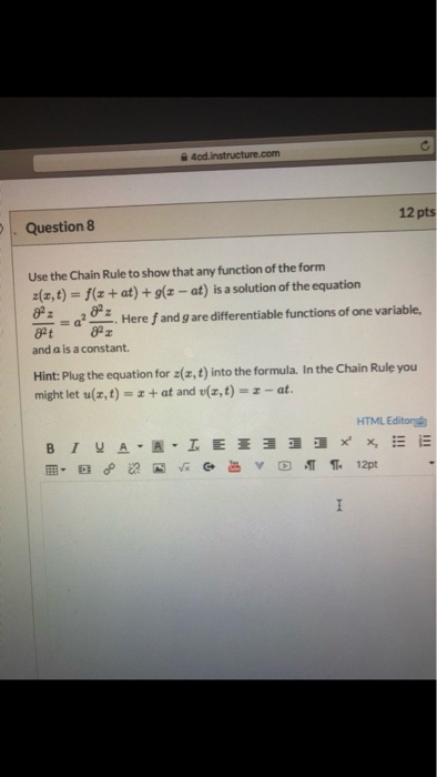 Solved 4cd. instructure.com 12 pts . Question 8 Use the | Chegg.com